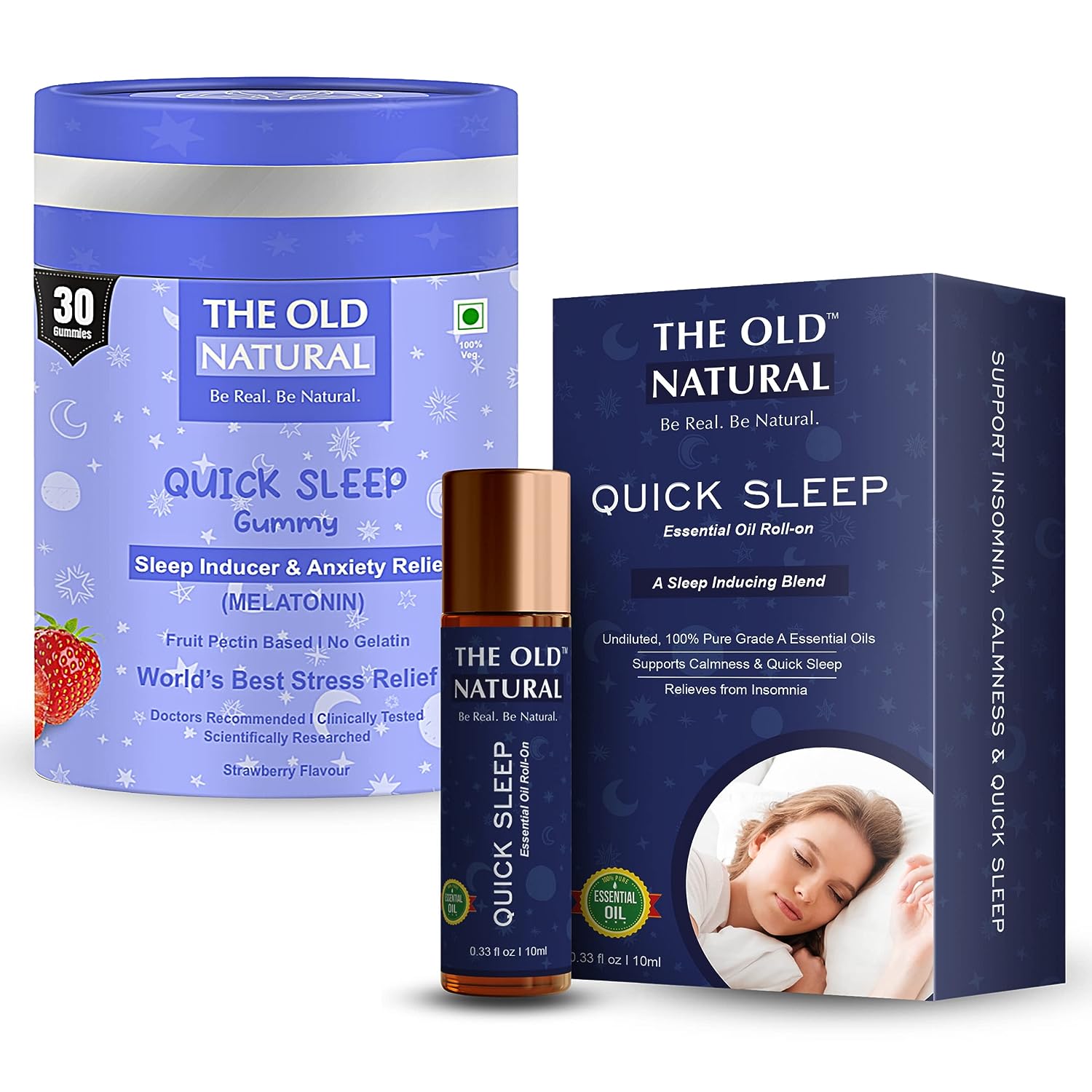 The Old Natural Quick sleep Melatonin Gummy and Quick Sleep Roll On Co ...