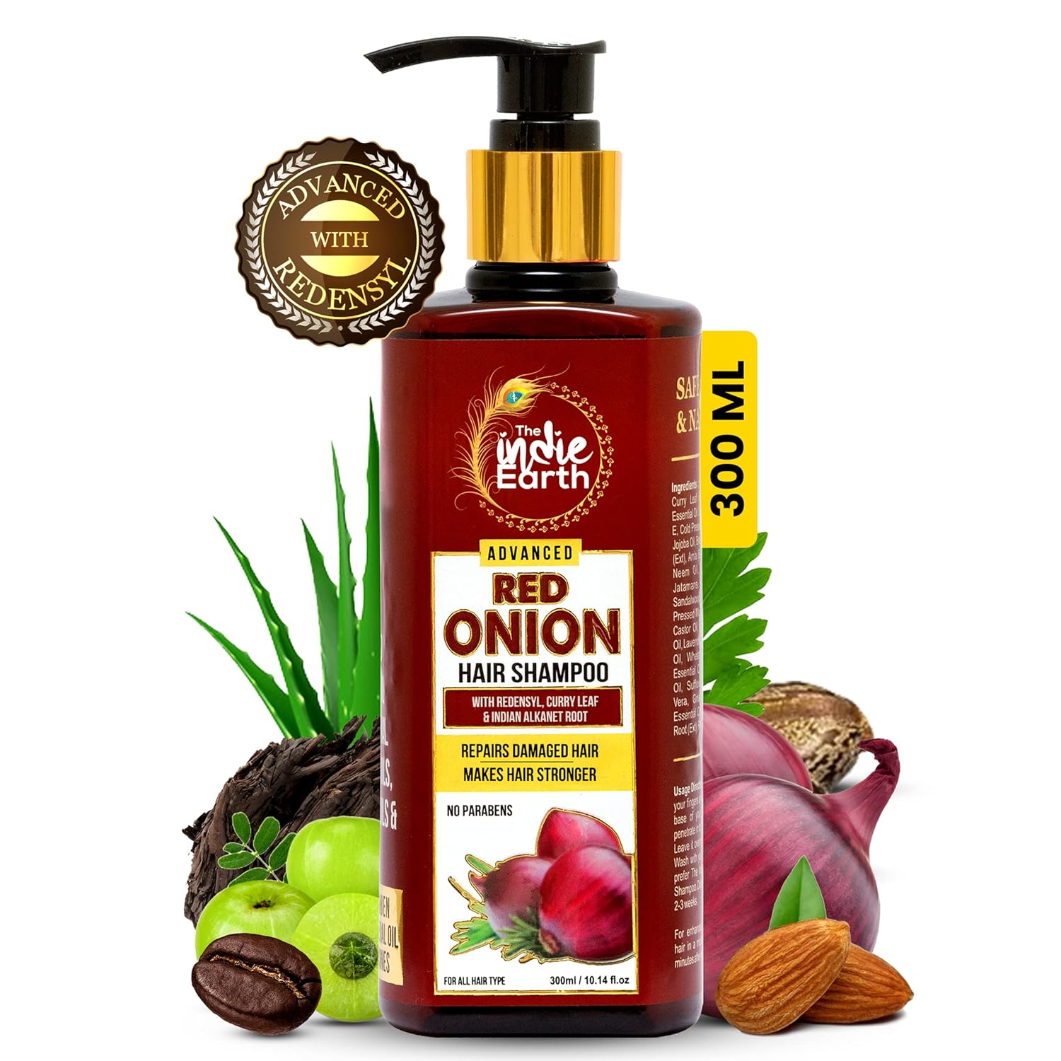 The Indie Earth Advanced Red Onion Hair Shampoo - 300 ml - Swadesii
