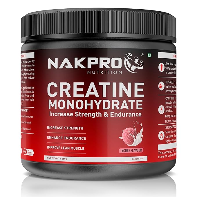 Nakpro Micronized Creatine Monohydrate Lychee Flavour - 250 gms - Swadesii