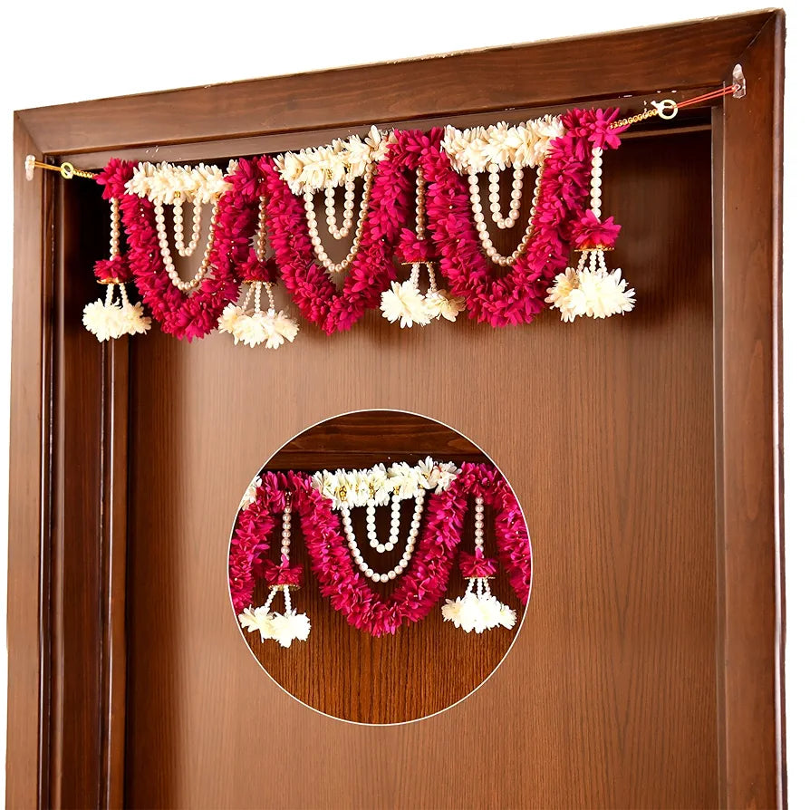 Toran for Main Door Entrance Bandhanwar Purple Rose Flower Pearls Tora ...