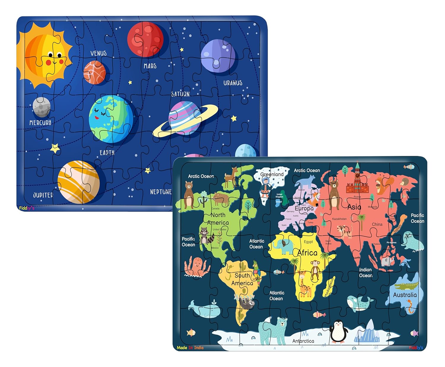 Fiddlys 40 Pcs Paperless Wooden Jigsaw Puzzle for Kids Learning Educat ...