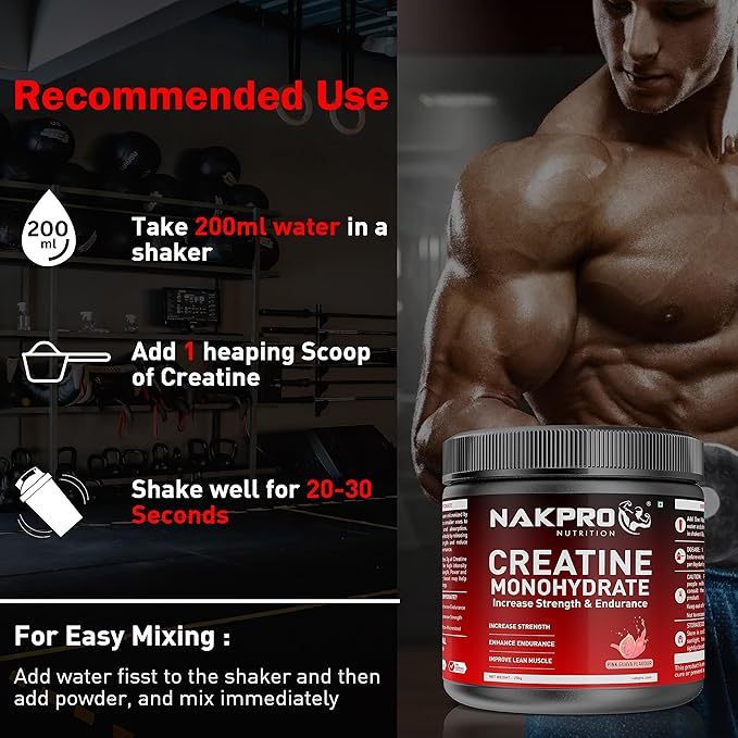 Nakpro Micronized Creatine Monohydrate Pink Guava Flavour - Swadesii