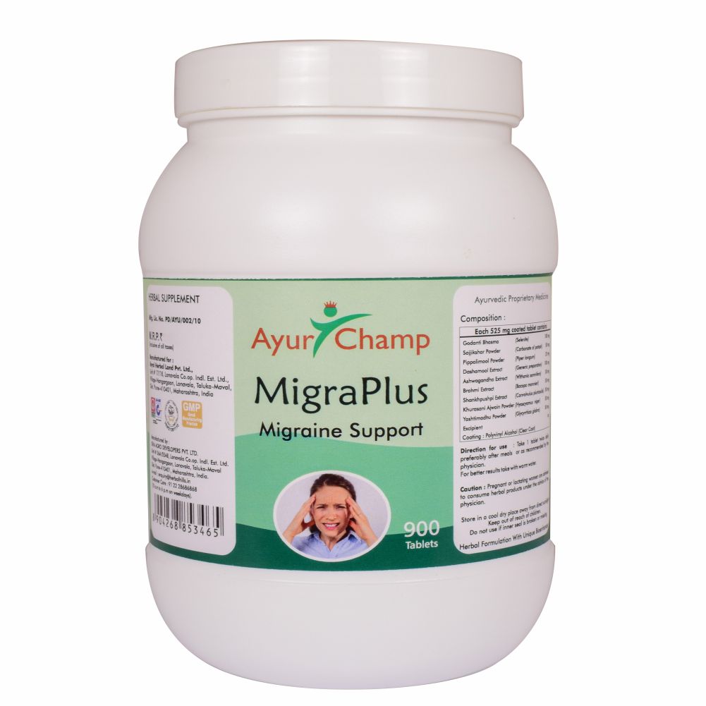 Ayur Champ Migra Plus - 900 Tablets - Swadesii