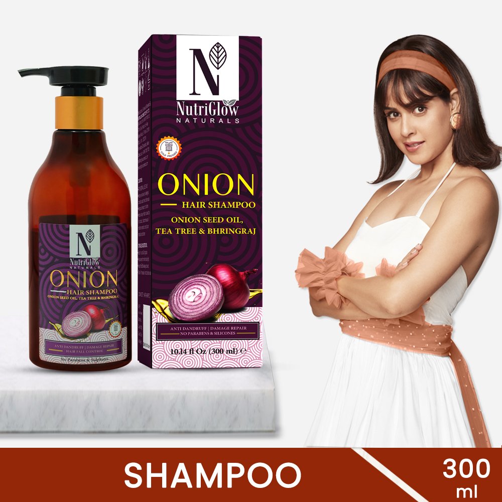 NutriGlow NATURAL'S Onion Hair Shampoo - 300 ml - Swadesii