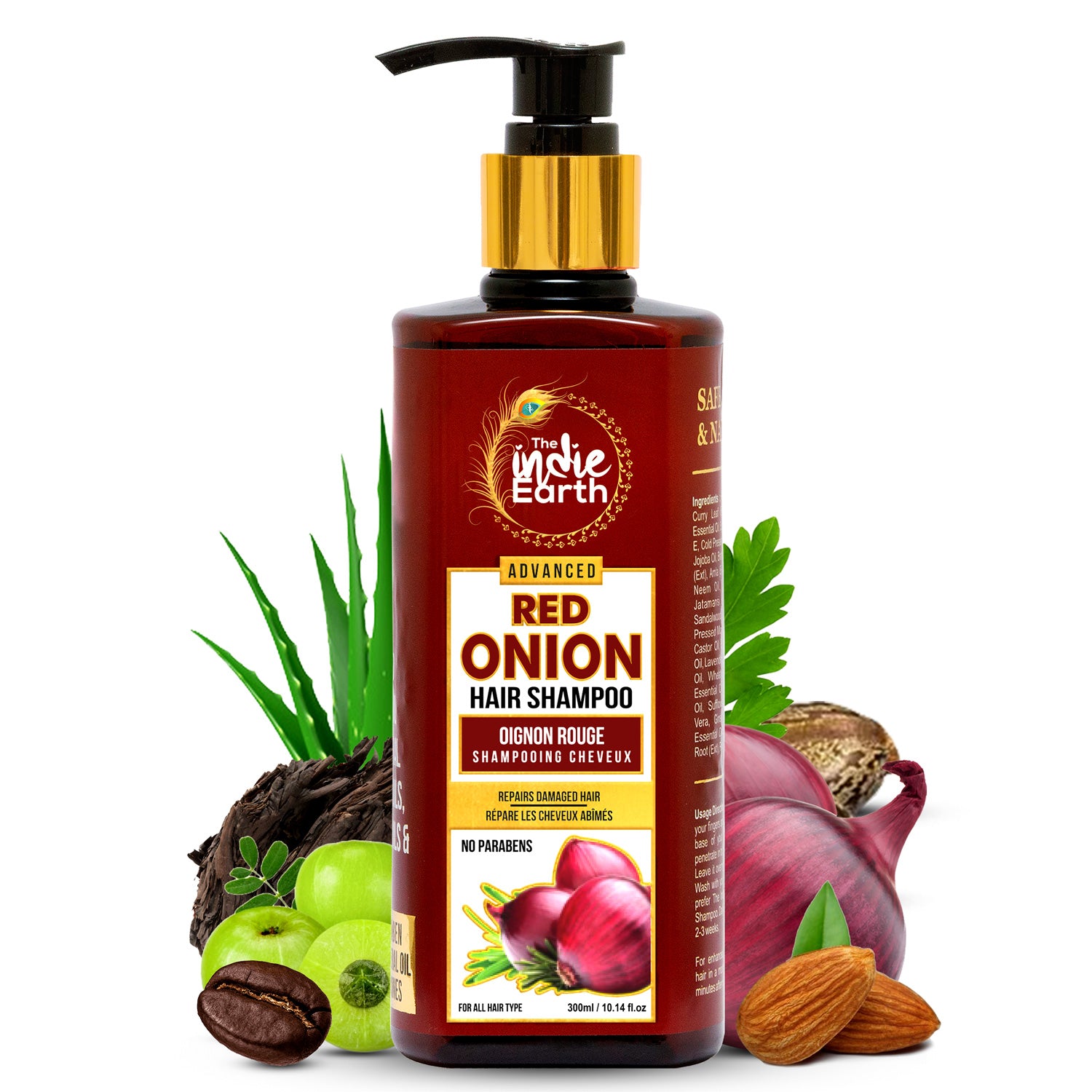 The Indie Earth Advanced Red Onion Hair Shampoo - 300 ml - Swadesii