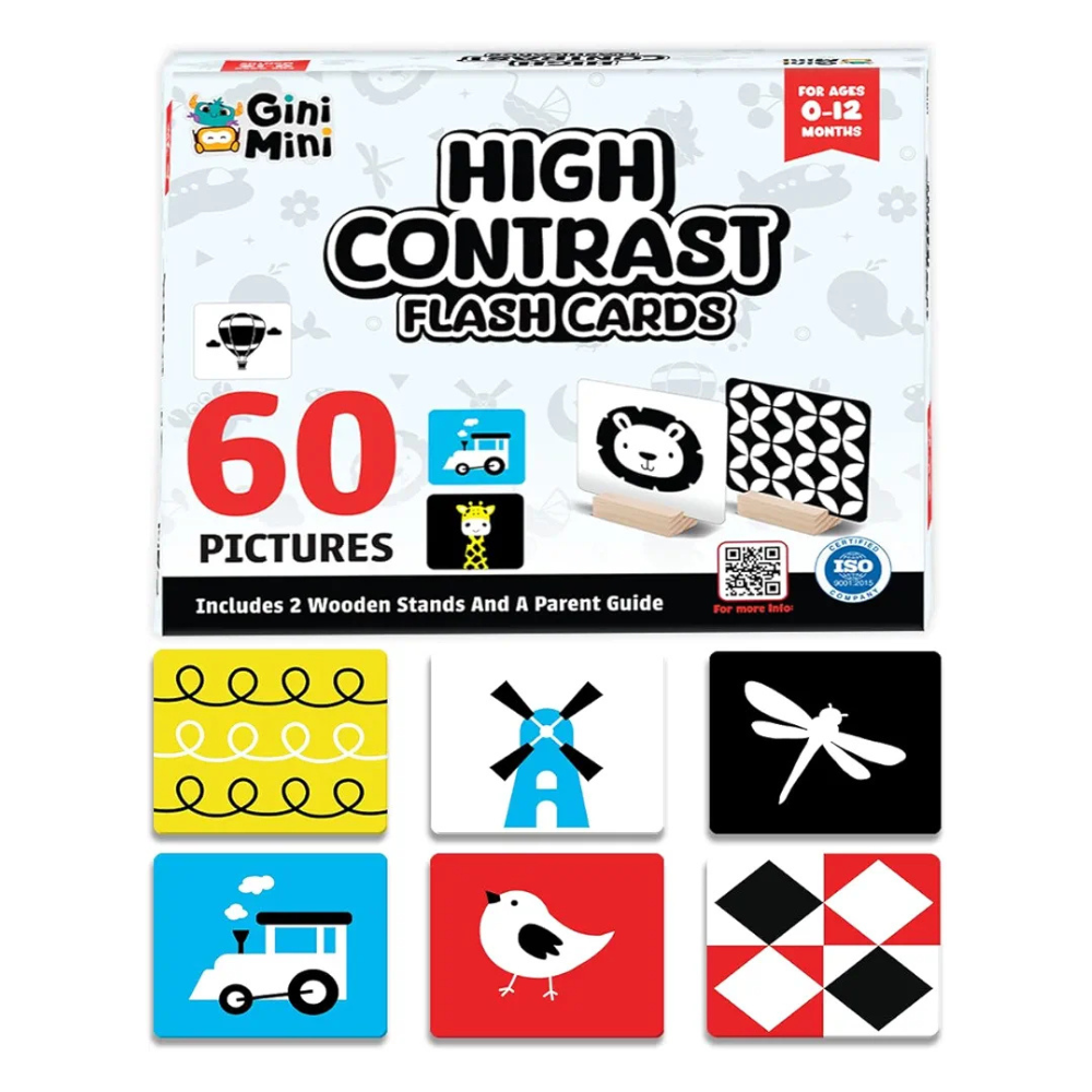 GiniMiniLarge Cognitive Skills Flash Cards for 0 to 12 Months Black ...