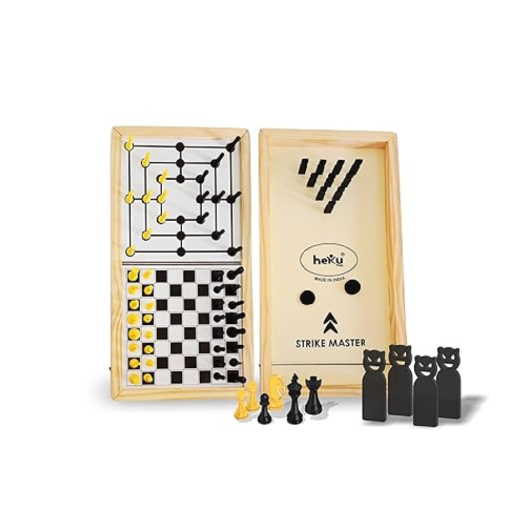 Zudo Toys Strike Master Board Game Chess Nine Men's Morris 3 in 1 Boar ...