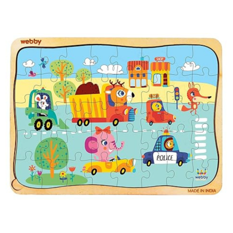 Webby The Kiddy Traffic Light Wooden Jigsaw Puzzle 40Pcs - Swadesii