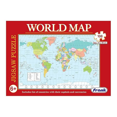 Frank World Map Puzzle (108 Pieces) Early Learner Giant Jigsaw Puzzle ...