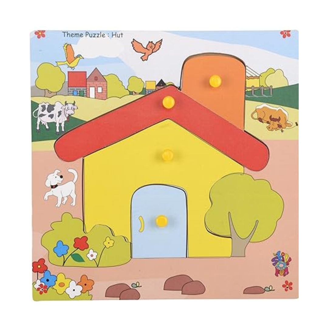 Skillofun TPS-21 Wooden Theme Puzzle Standard Hut Knobs Multi Color ...