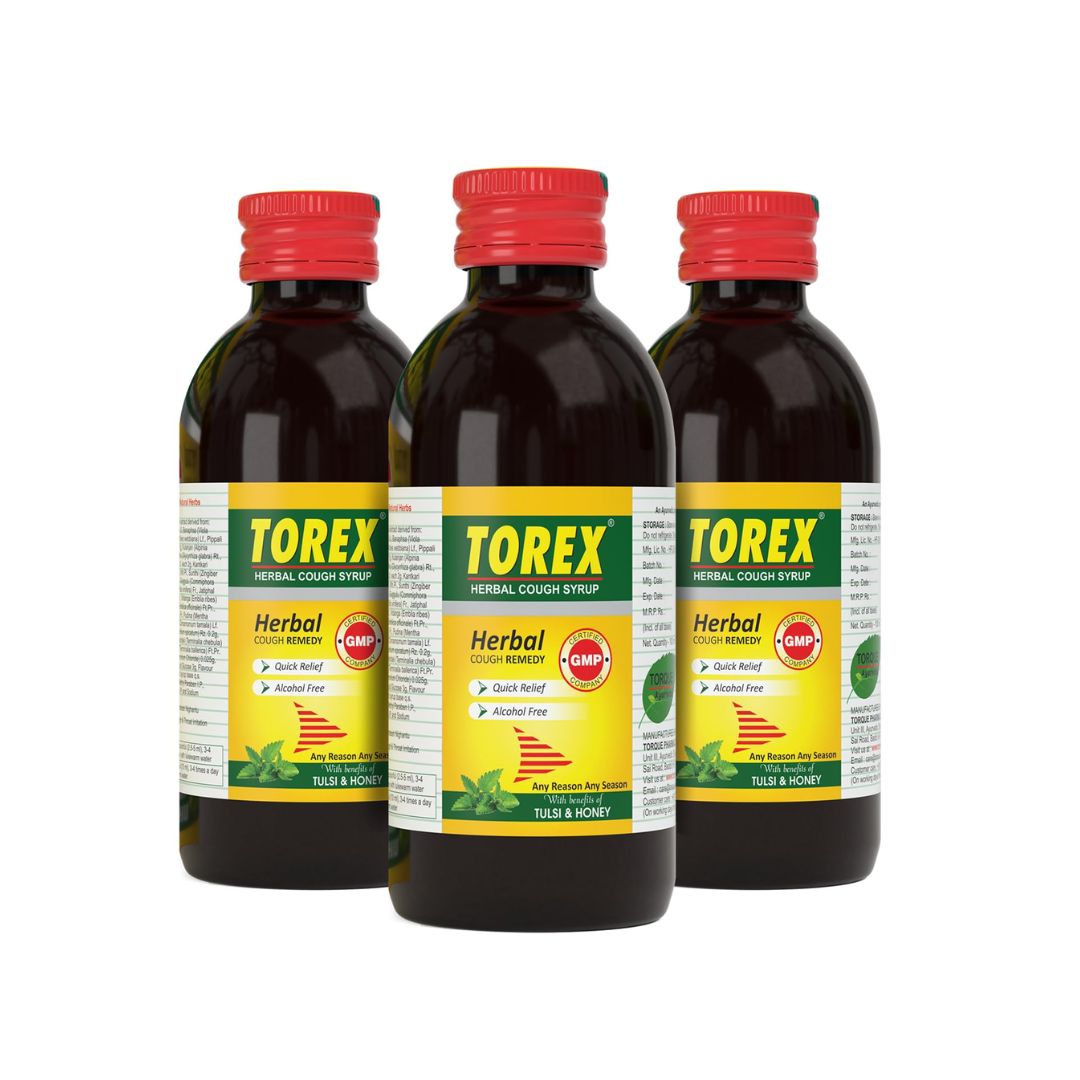 Torex Herbal Cough Syrup-Ayurvedic Cough Relief - 100 ml (Pack of 3 ...
