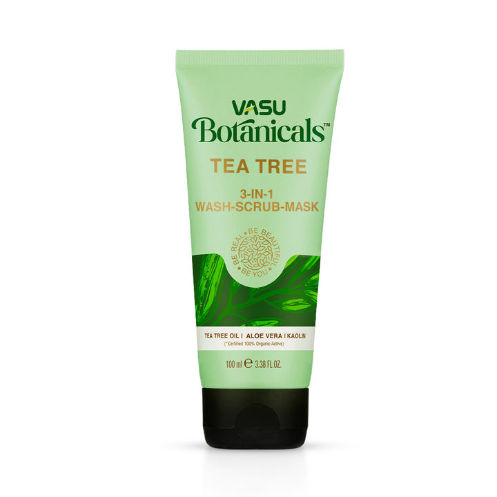 Vasu Botanicals Tea Tree 3 in 1 Face Mask-Scrub-Wash - 100 ml - Swadesii
