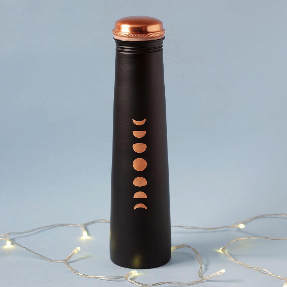 Isha Life Mystic Moon Copper Bottle Black - 750 ml - Swadesii