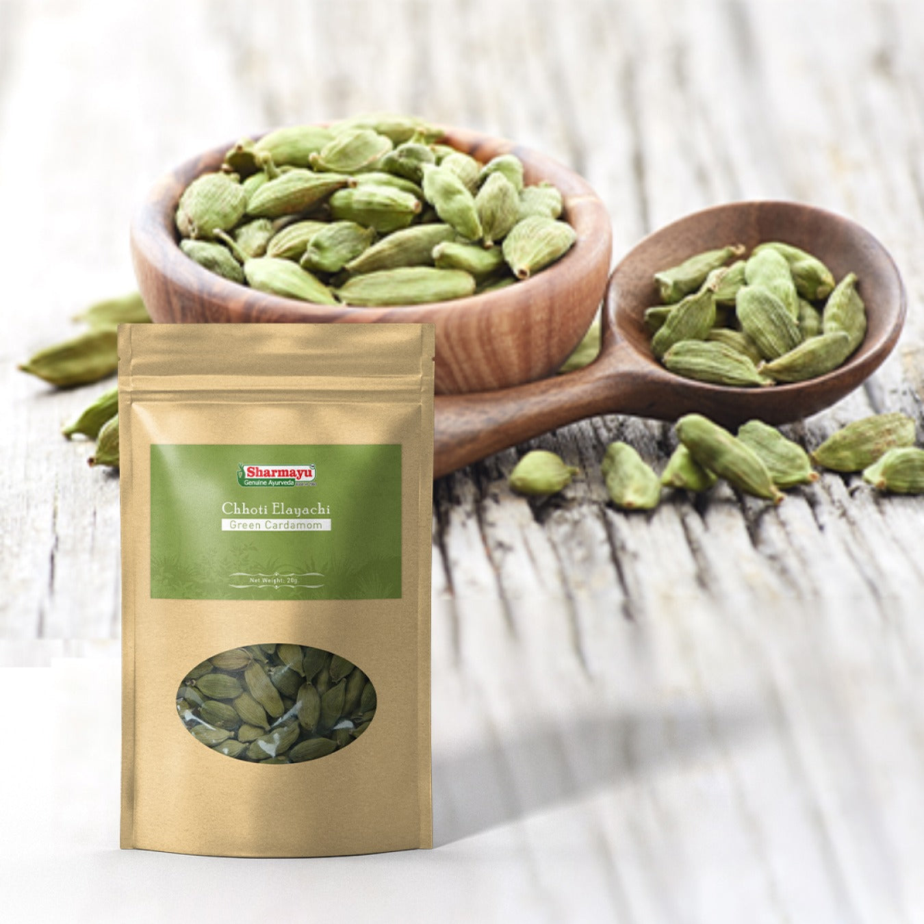 Sharmayu Ayurveda Choti Elaichi – Green Cardamom - 20 gm - Swadesii