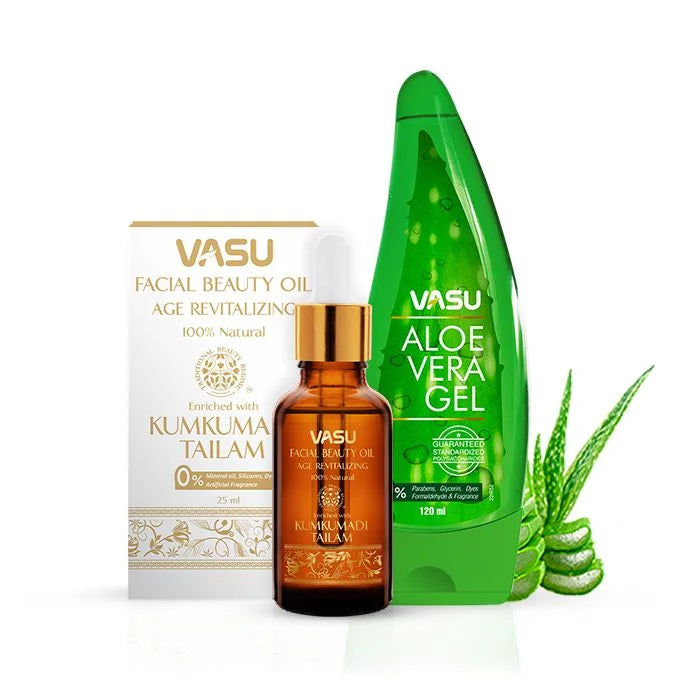 Vasu Facial Beauty Oil with Aloe Vera Gel Enriched with Kumkumadi Tail ...