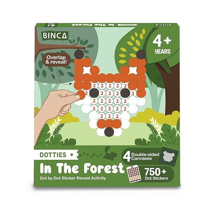 Binca Dotties Dot Art Activity Kit 750+ Stickers Forest Animals DIY Do ...