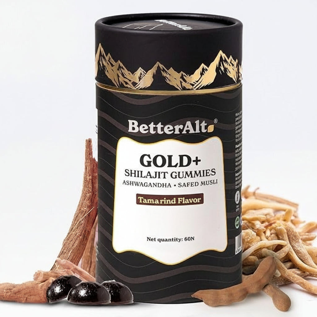 Better Alt Gold+ Shilajit Gummies With Ashwagandha, Safed Musli - 60 G ...