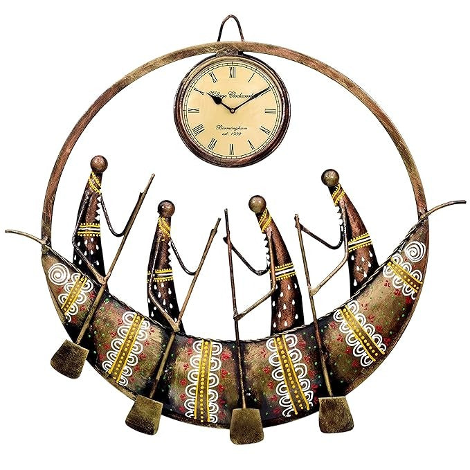 CraftOwl Emboss Metal Round Ship Antique Wall Clock with Showpiece Des ...