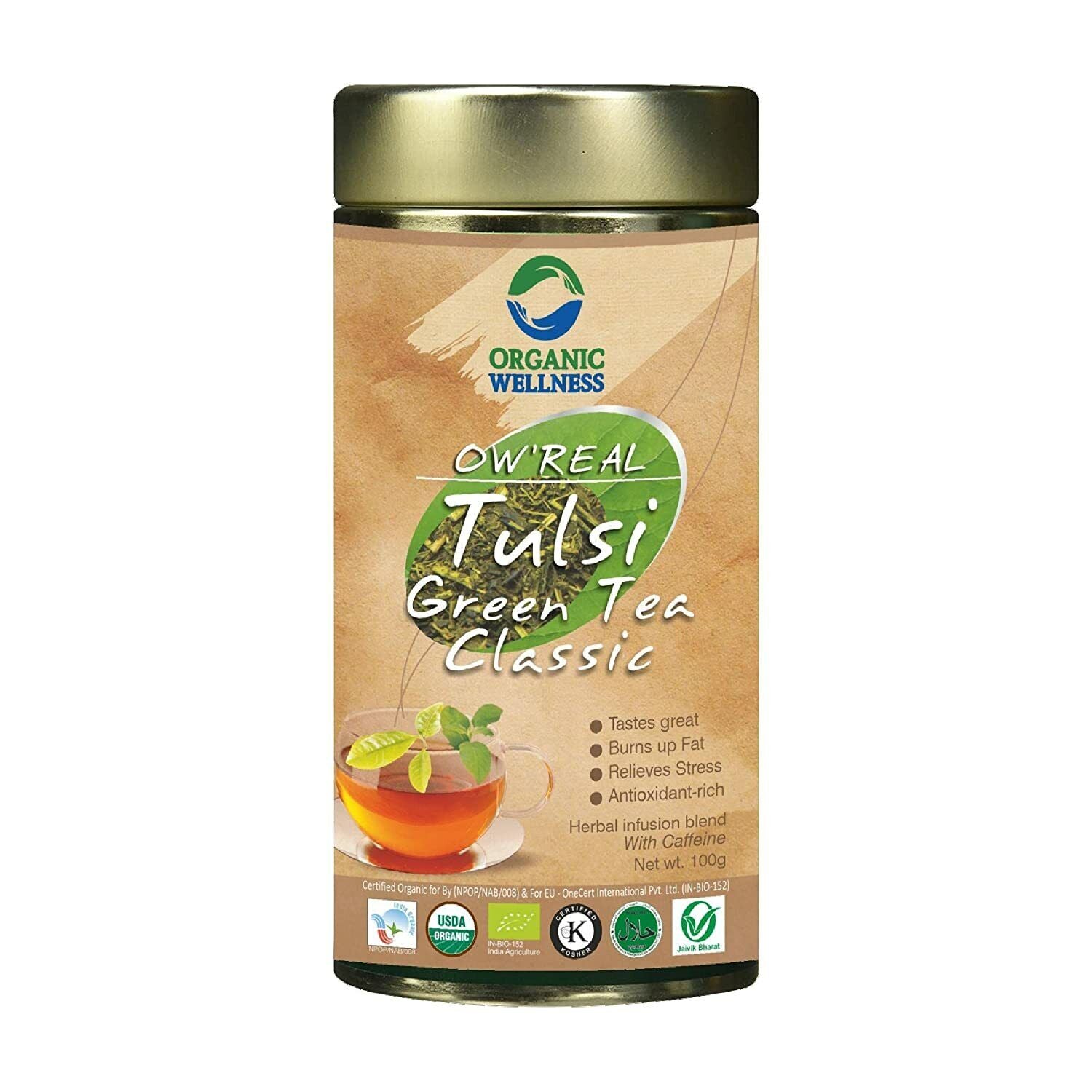 Organic Wellness Tulsi Green Tea Classic - 100 gms Tin Pack - Swadesii