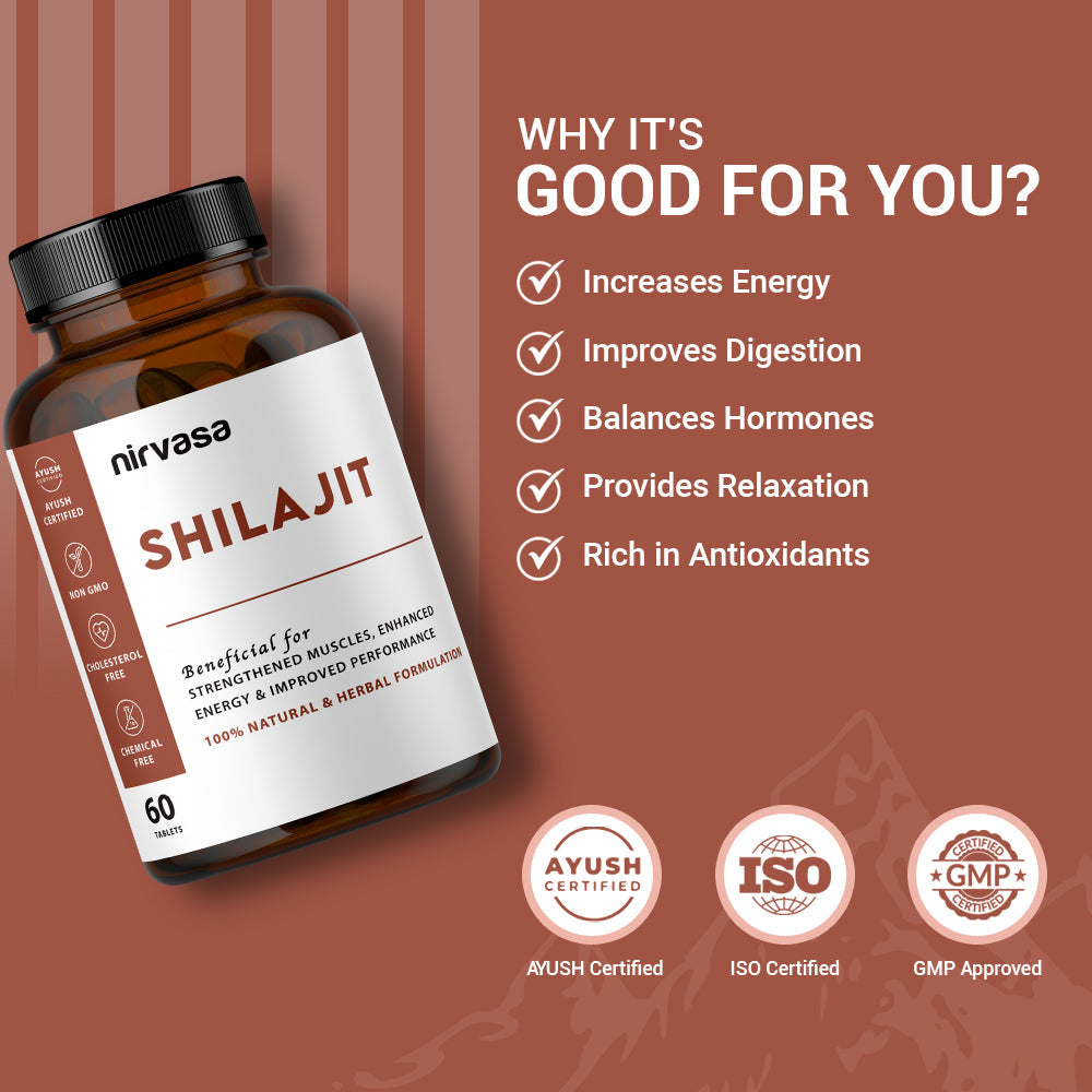 Nirvasa Pure Shilajit Tablet - 60 tabs - Swadesii