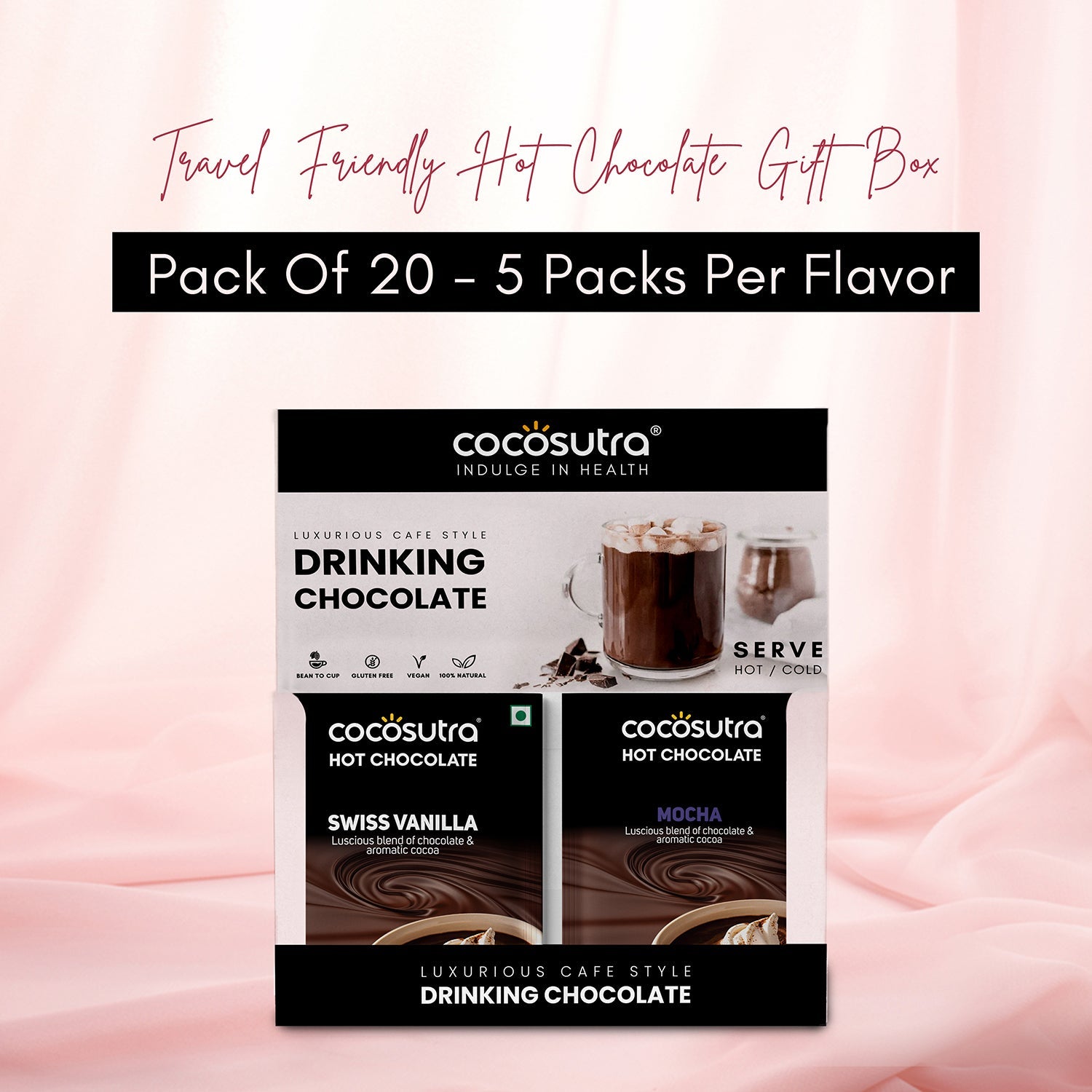 Cocosutra Hot Chocolate Travel Friendly Hamper 20 Pack - 400 gms - Swadesii