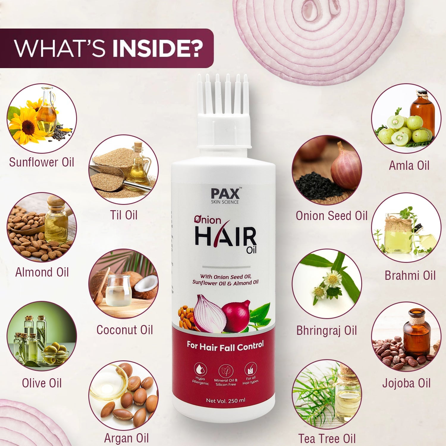 Pax Skin Science Onion Hair Oil - 250 ml - Swadesii