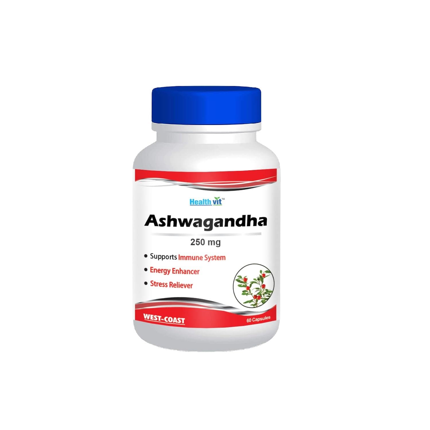Healthvit Ashwagandha Powder - 250 mg - 60 caps - Swadesii