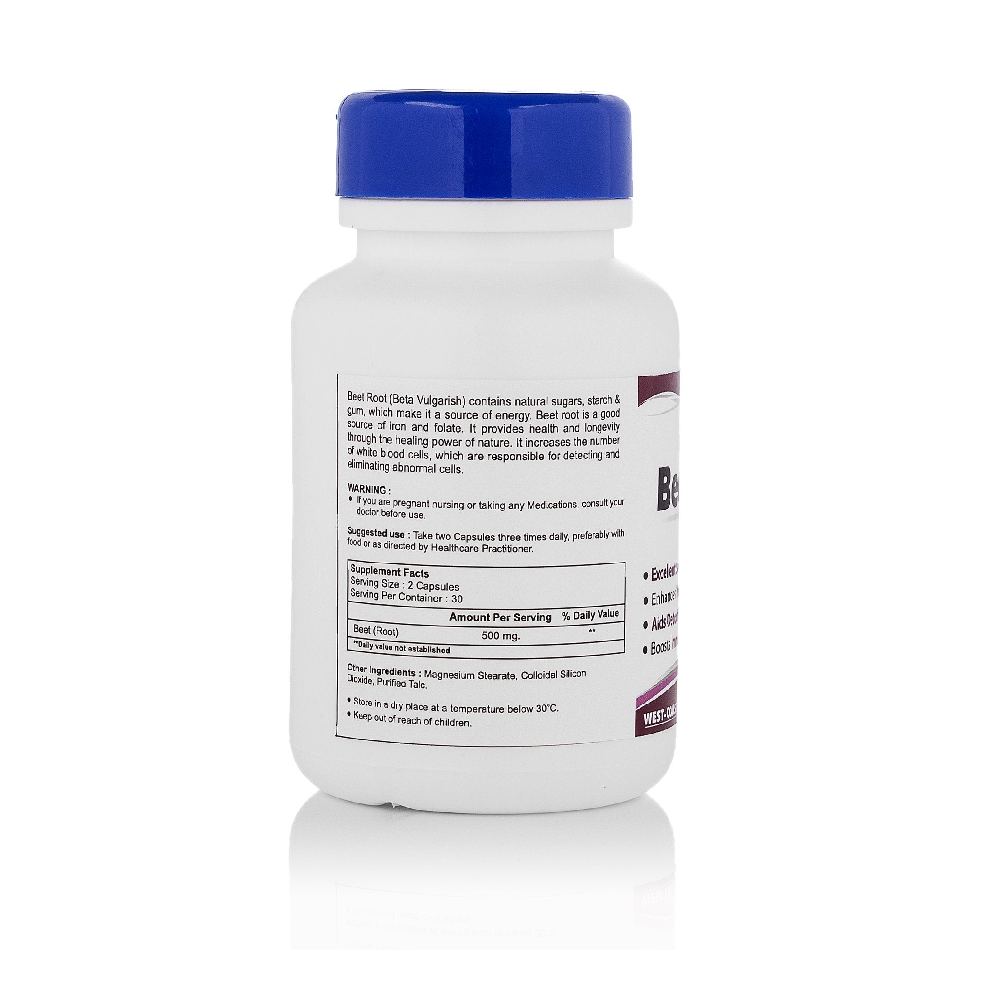 Healthvit Beet Root 500mg Capsules - 60 Caps - Swadesii