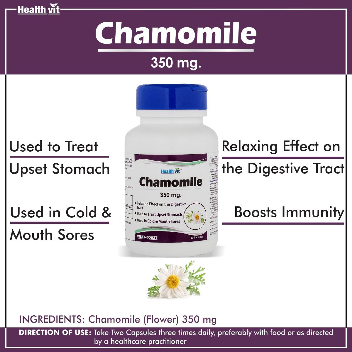 Healthvit Chamomile 350 mg - 60 caps - Swadesii