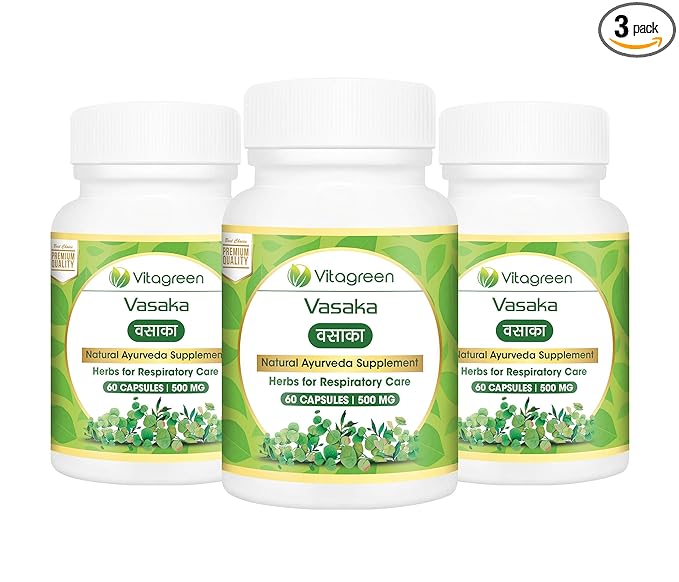 VitaGreen Vasaka 500 mg - 60 Capsules - Pack Of 3 - Swadesii