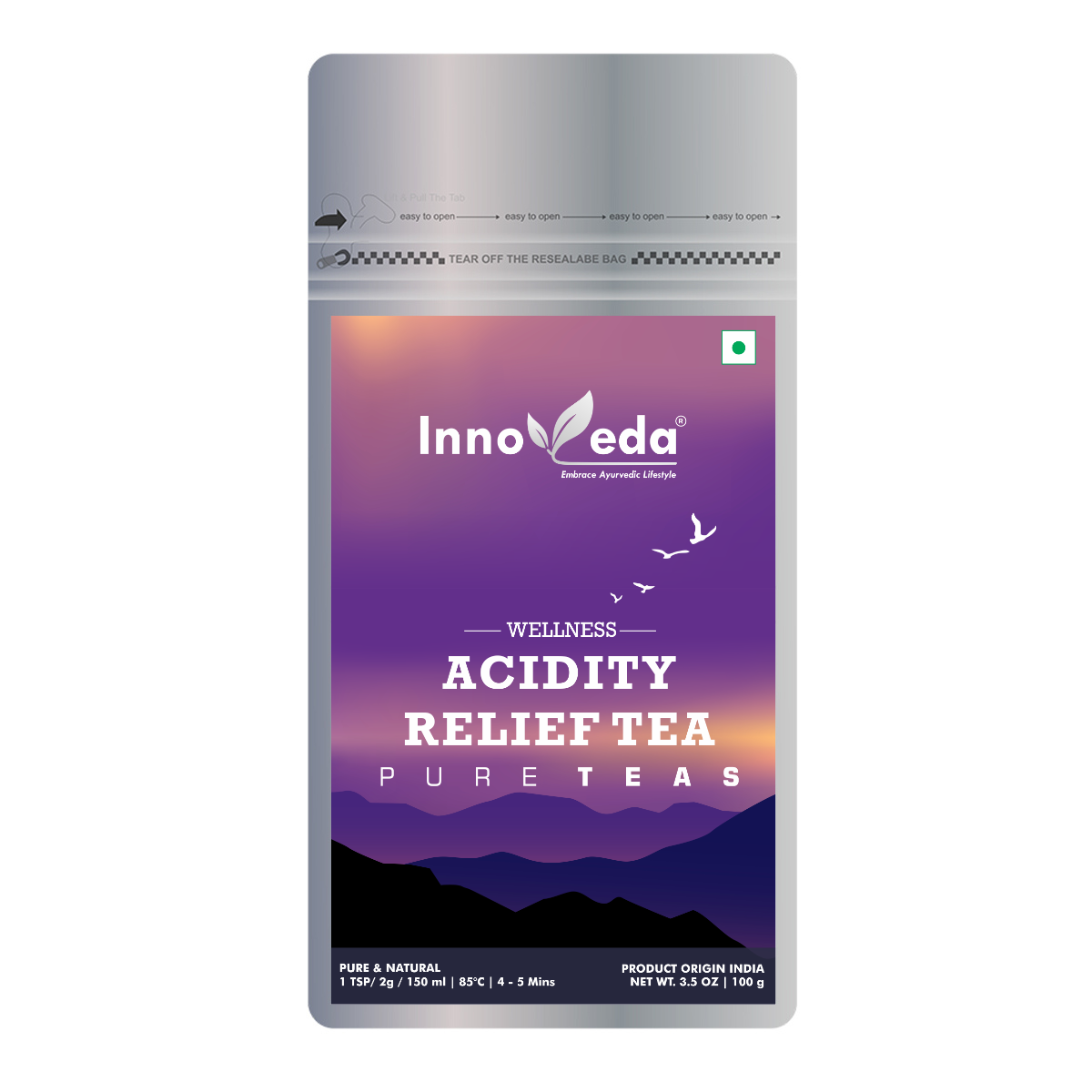 Innoveda Acidity Relief Tea - 100 gms - Swadesii