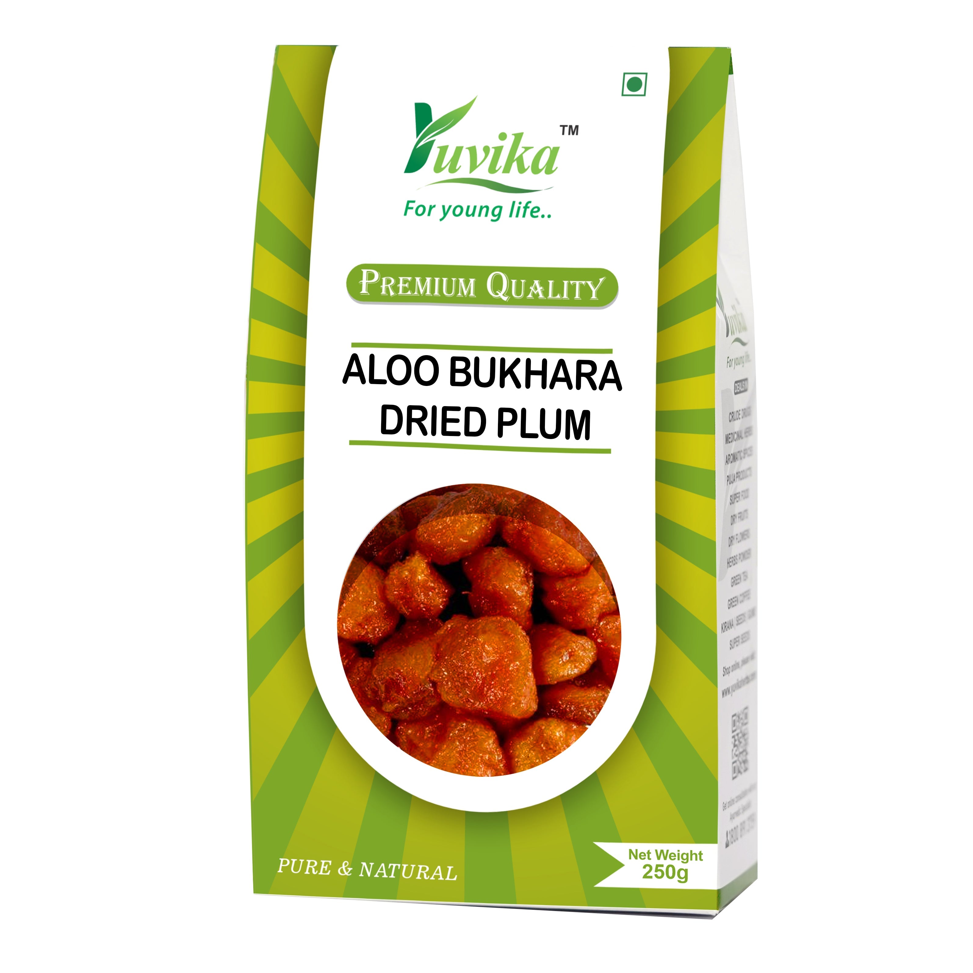 Yuvika Aloo Bukhara Dry - Subgenus Prunus - Dried Plum - 250gms - Swadesii