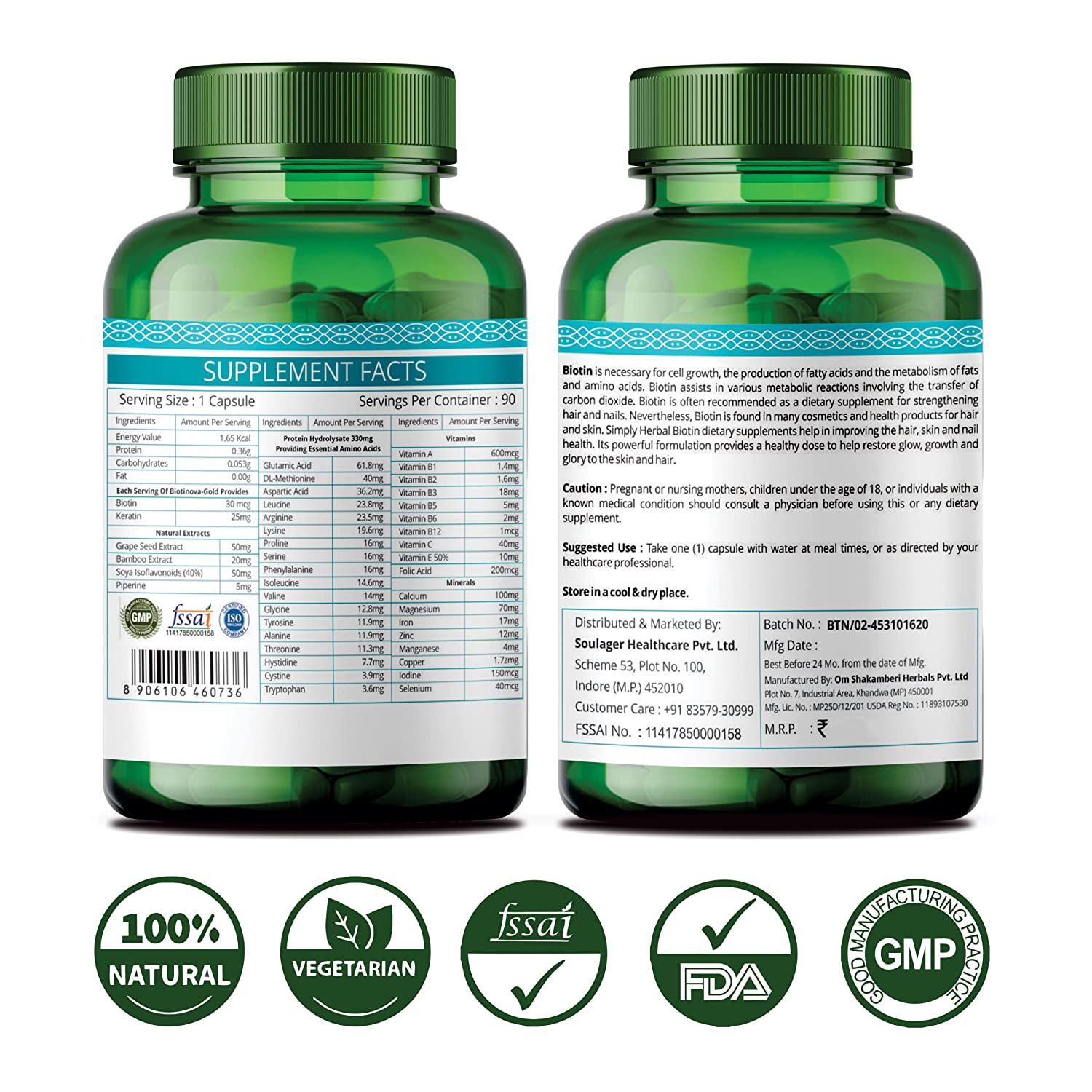 Simply Herbal Biotin With Keratin +Amino Acid +Natural Extract & Multi ...