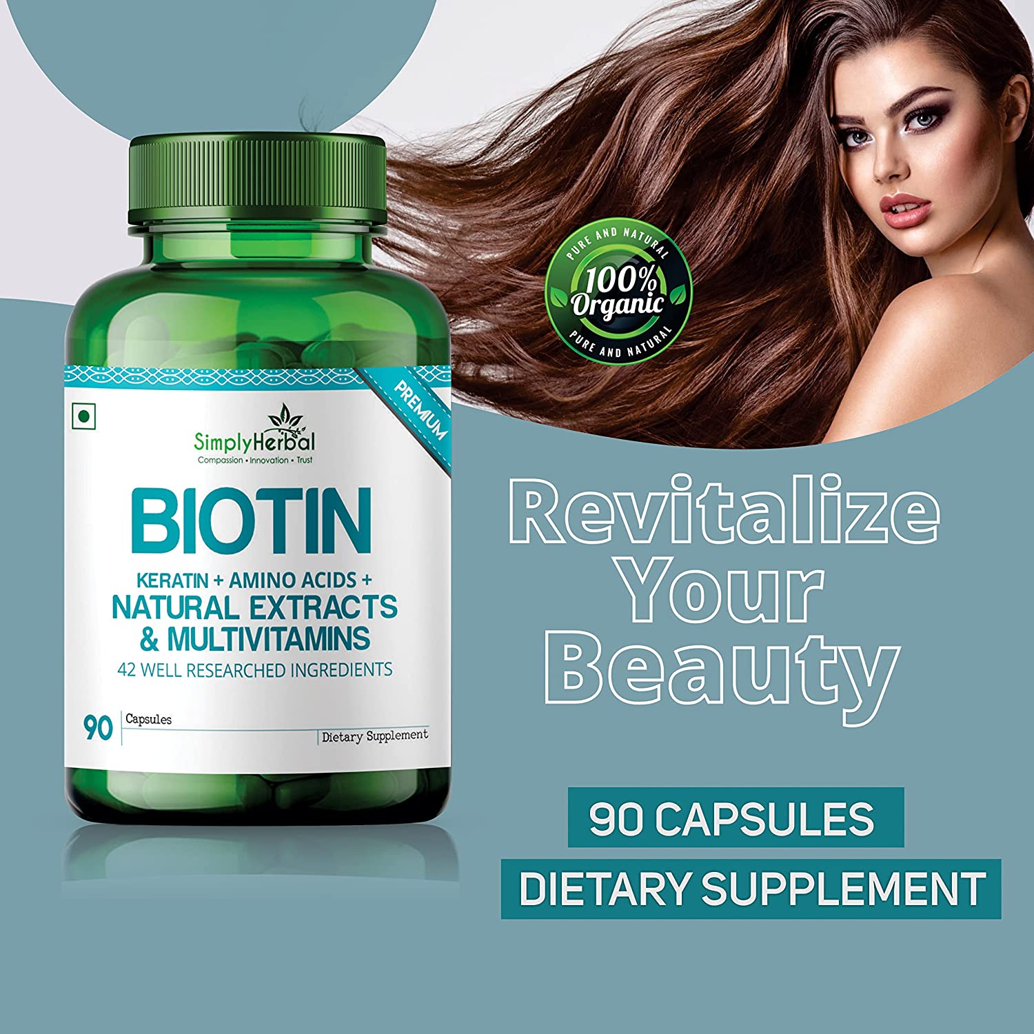 Simply Herbal Biotin With Keratin +Amino Acid +Natural Extract & Multi ...