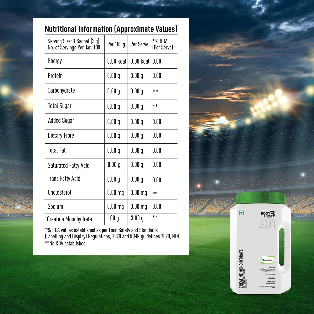 Body first Creatine Monohydrate - 300 gms - Swadesii