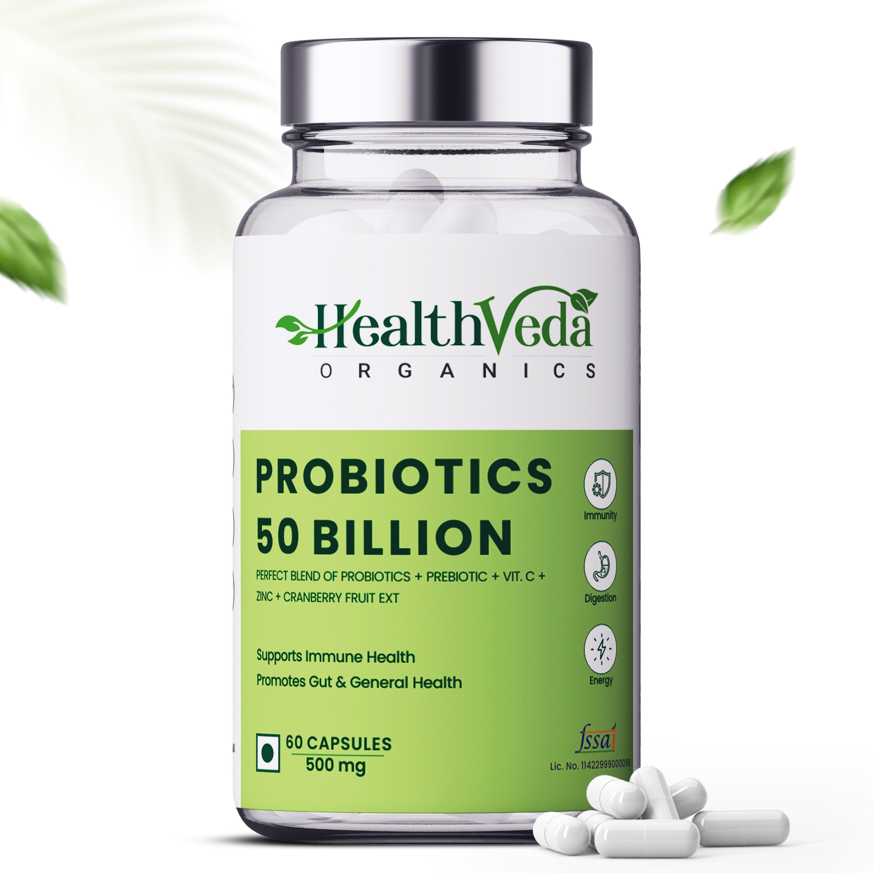 Health Veda Organics Probiotics 50 Billion CFU Multi Strains - 60 tabs ...