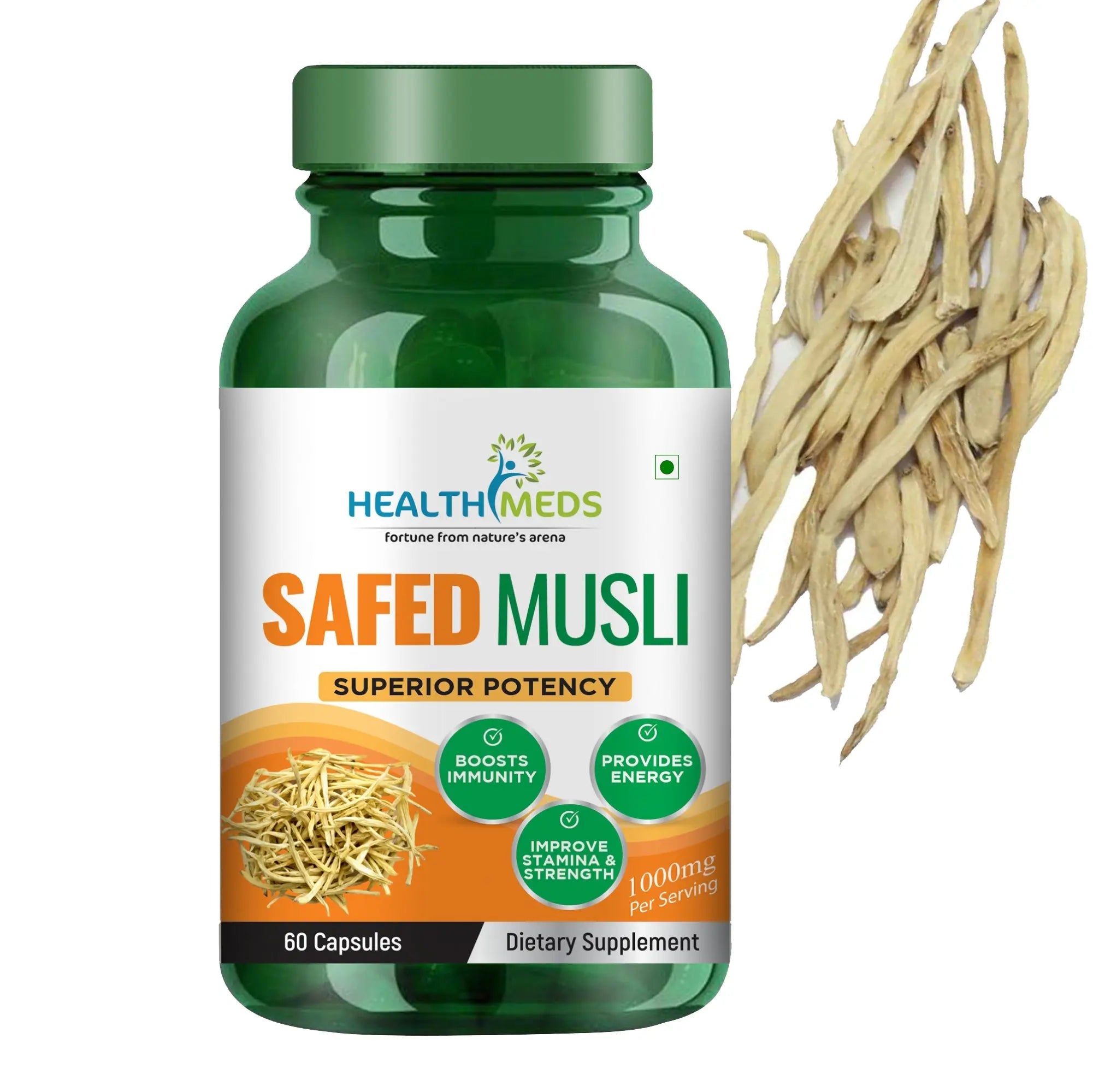 Healthmeds Safed Musli Chlorophytum Borivilianum Root- 60 tabs - Swadesii
