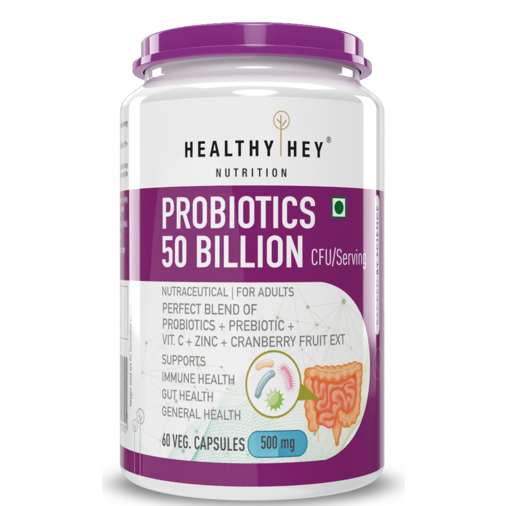 Healthyhey Probiotics 50 Billion CFU Multi- Strains - 60 Veg. Capsules - Swadesii