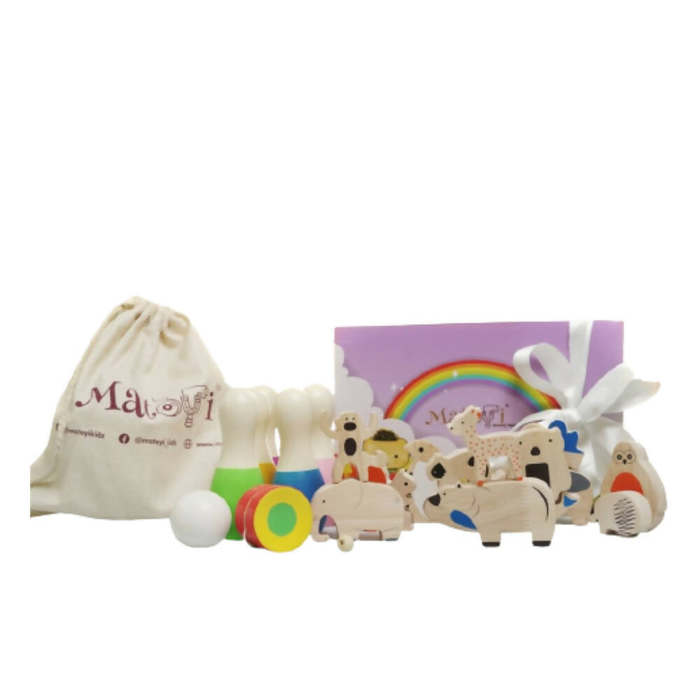 Matoyi Color Bowling Pin & Animal Stacker & Yoyo For Kids - Swadesii