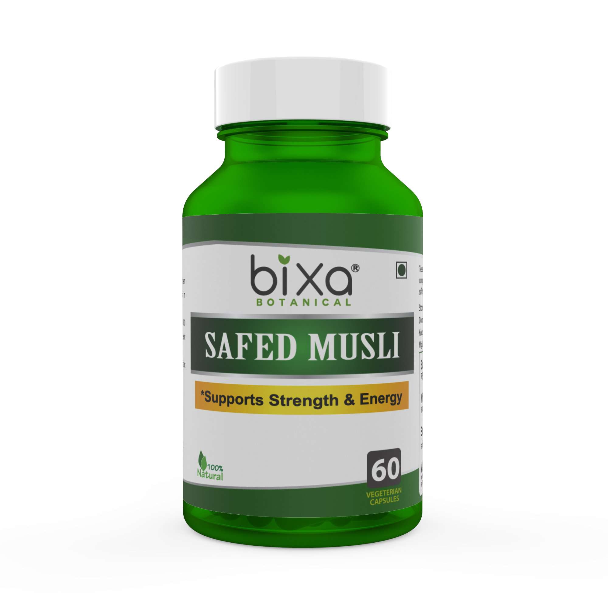 Bixa Botanical Safed Musli Extract - 60 Veg Capsules (450mg) - Swadesii