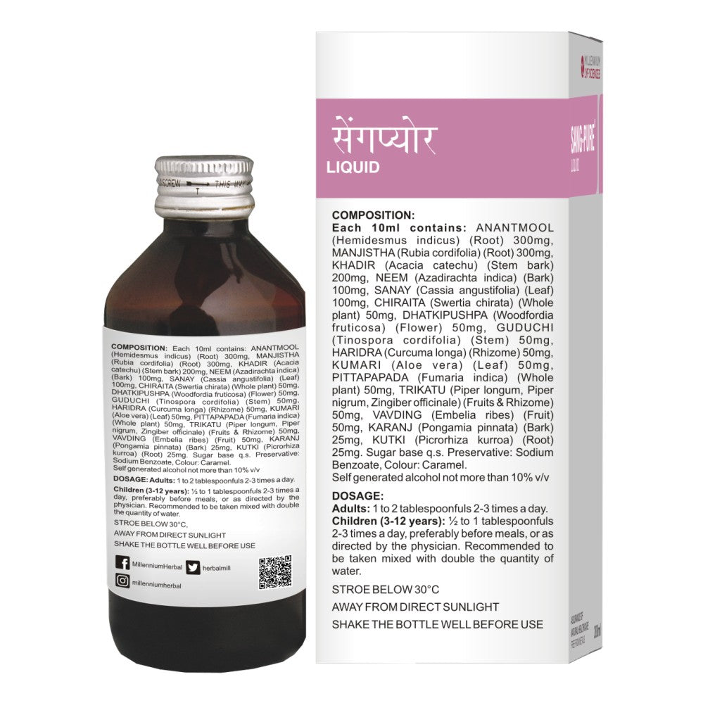 Millennium Herbal Sang-pure Liquid - 200 ml X 3 Bottles - Swadesii