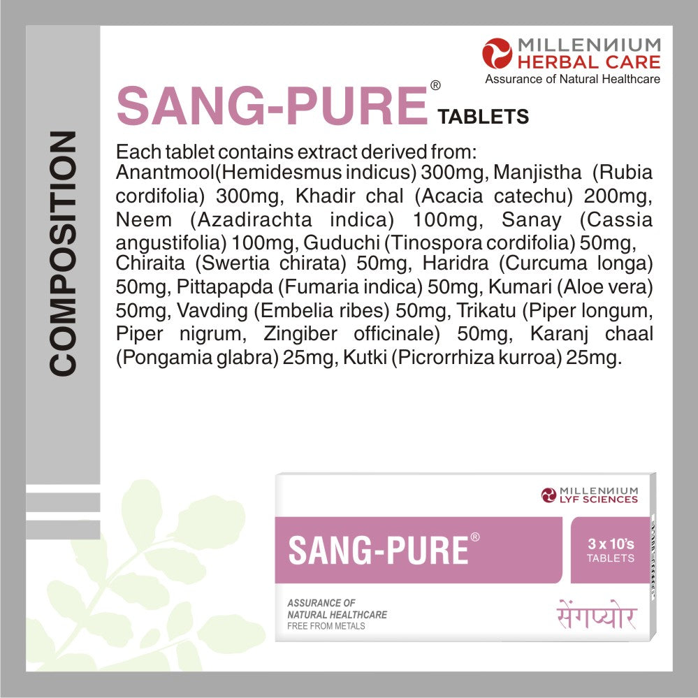 Millennium Herbal Sang-pure Tablets - 120 Tablets - Swadesii