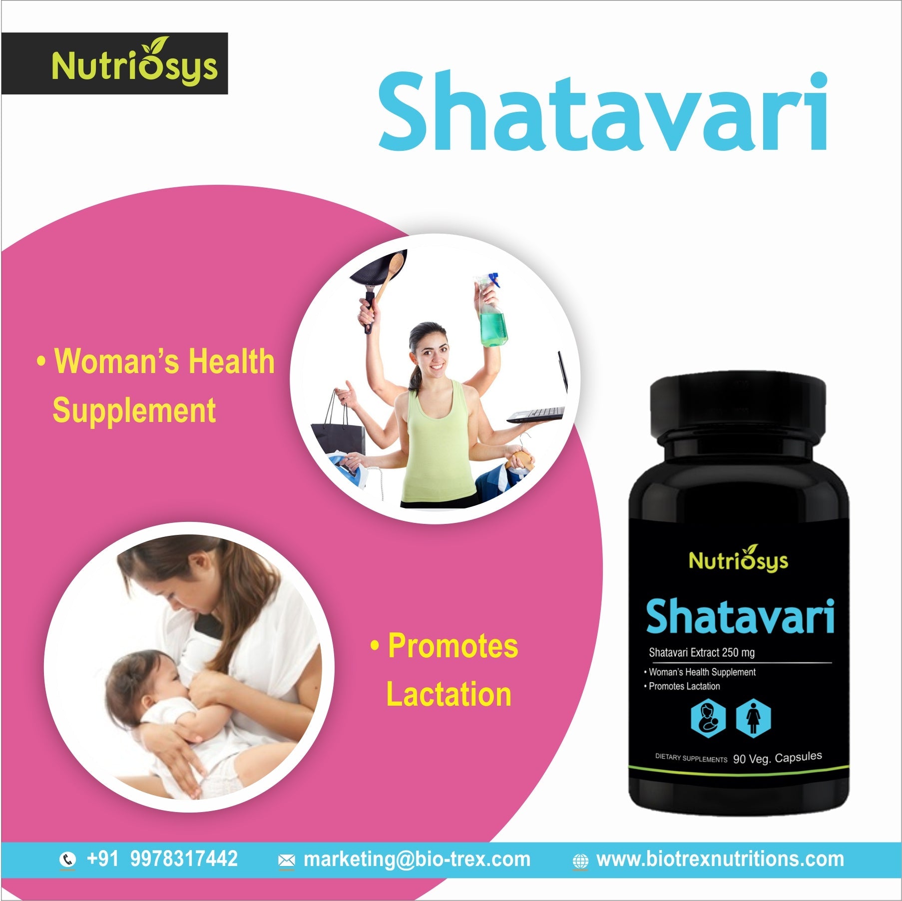Nutriosys Shatavari 250mg - 90 tabs - Swadesii