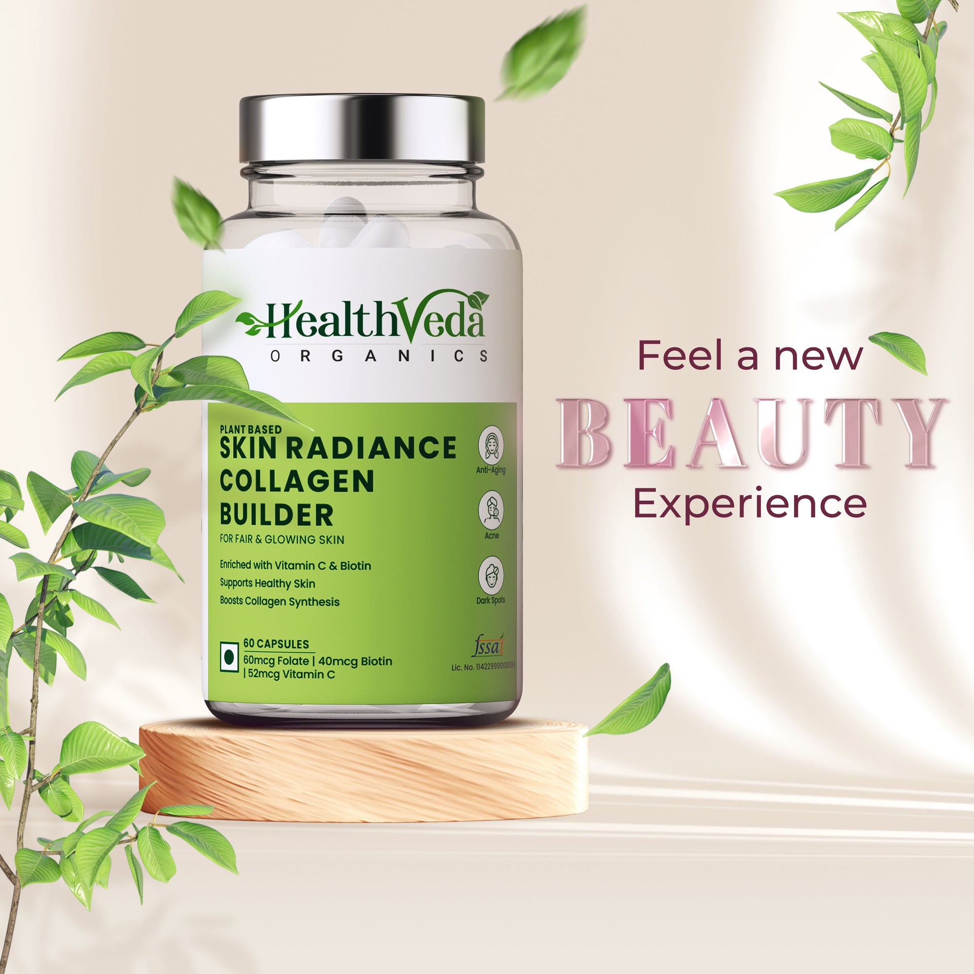 Health Veda Organics Skin Radiance Collagen Builder 800mg - 60 tabs ...