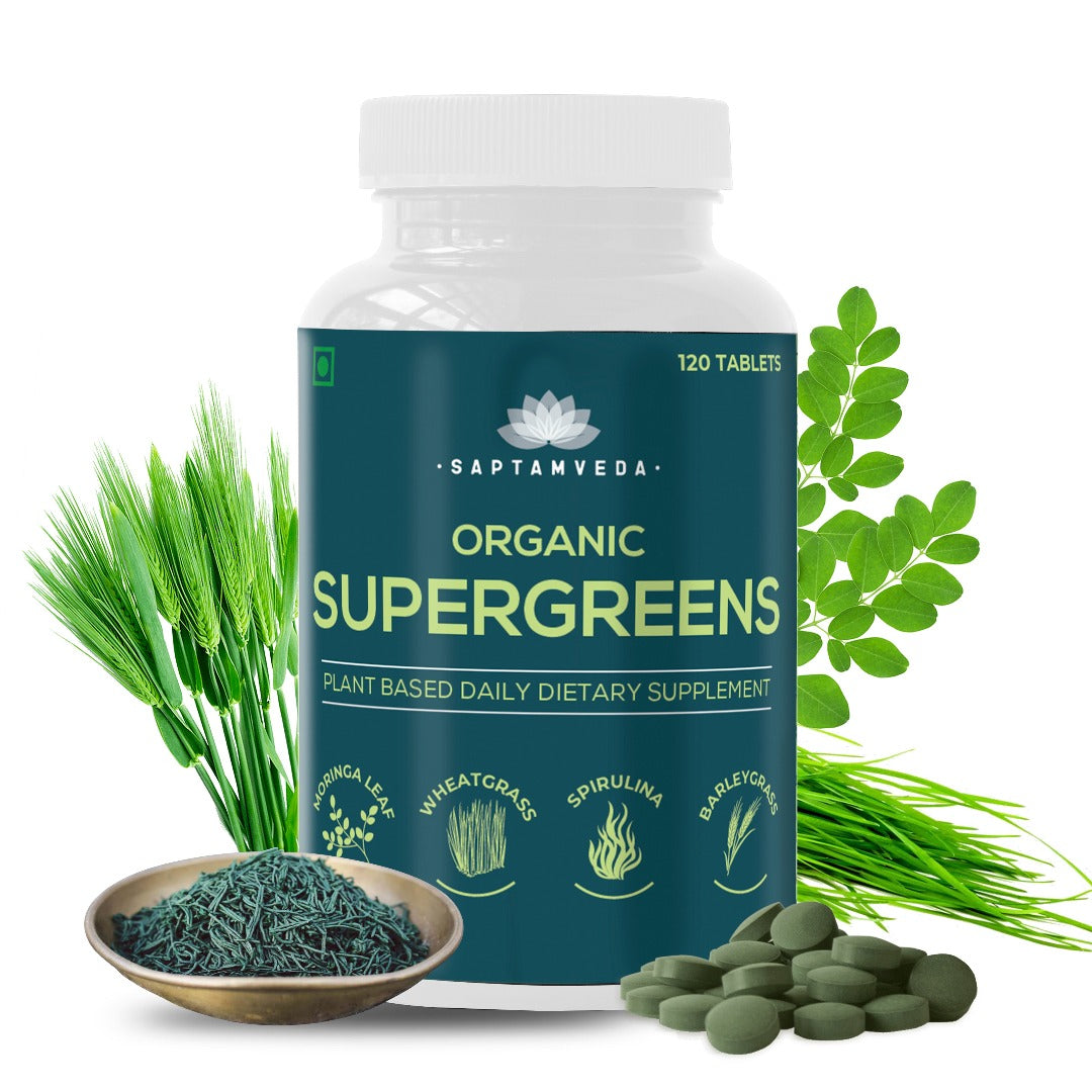 Saptamveda Organic Supergreens - 120 tabs - Swadesii