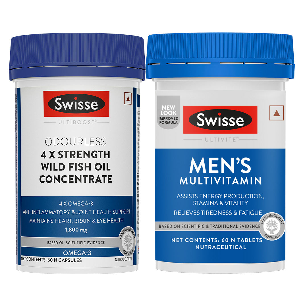 Swisse 4X Fish Oil Omega 3 & Swisse Multivitamin For Men Combo - Swadesii
