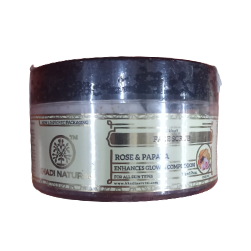 khadi natural rose & papaya ayurvedic face scrub - 50 gm - Swadesii