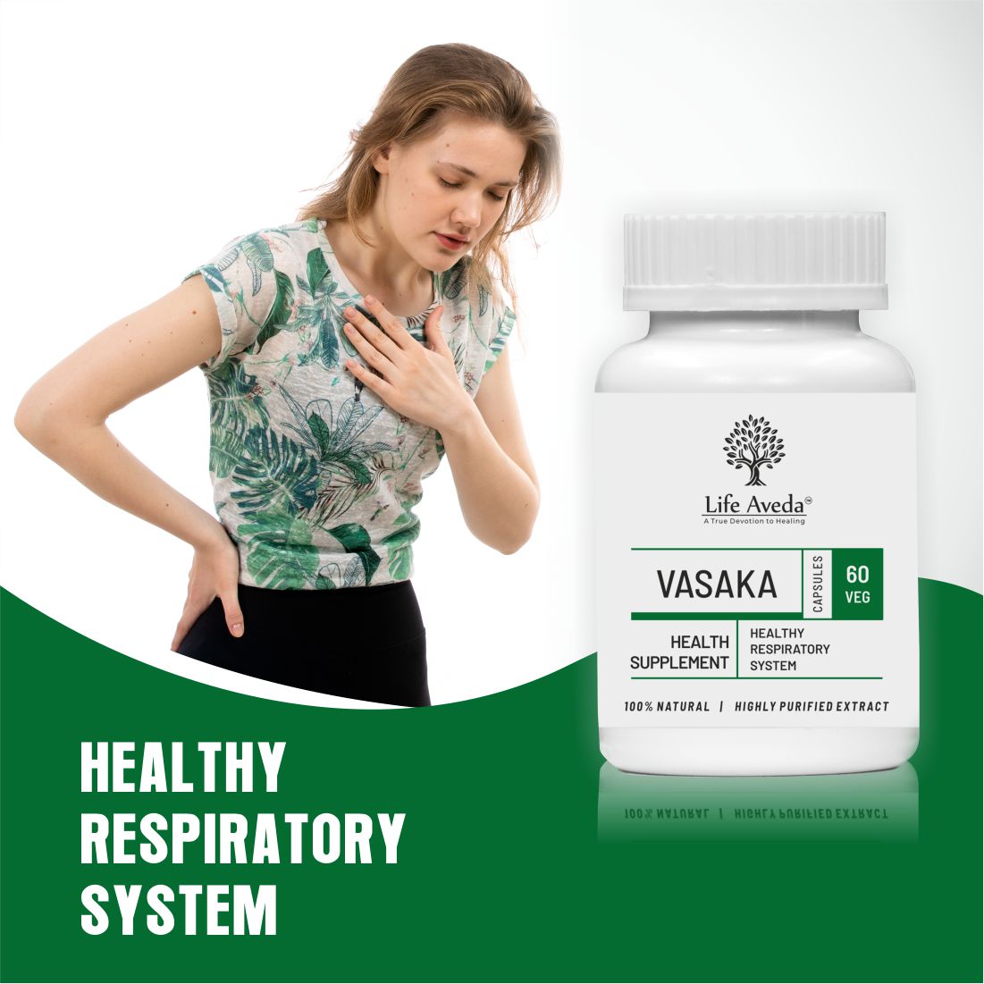 Life Aveda Vasaka Capsules - 60 Capsules - Swadesii