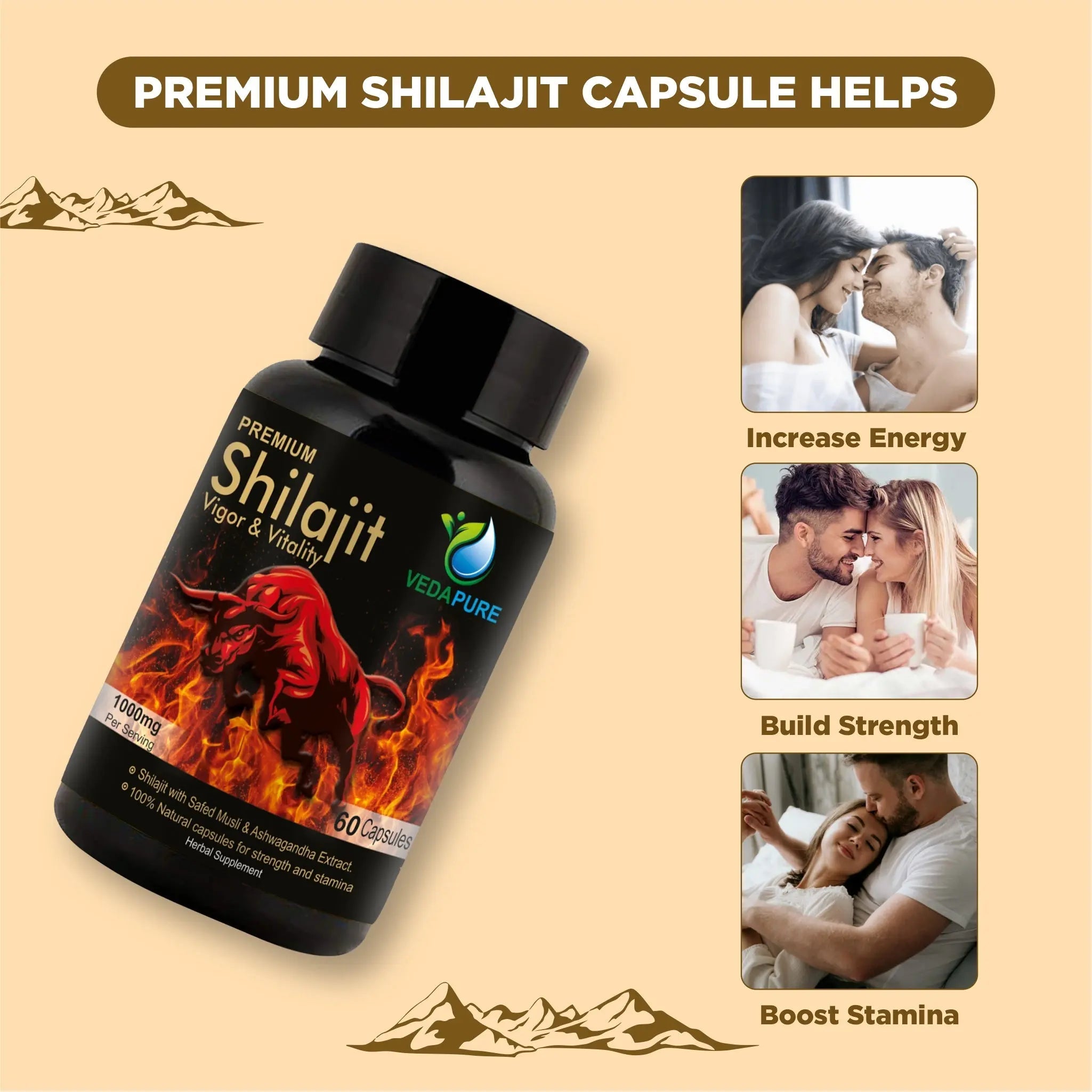 Vedapure Premium Shilajit/Shilajeet with Safed Musli & Ashwagandha Ext - Swadesii
