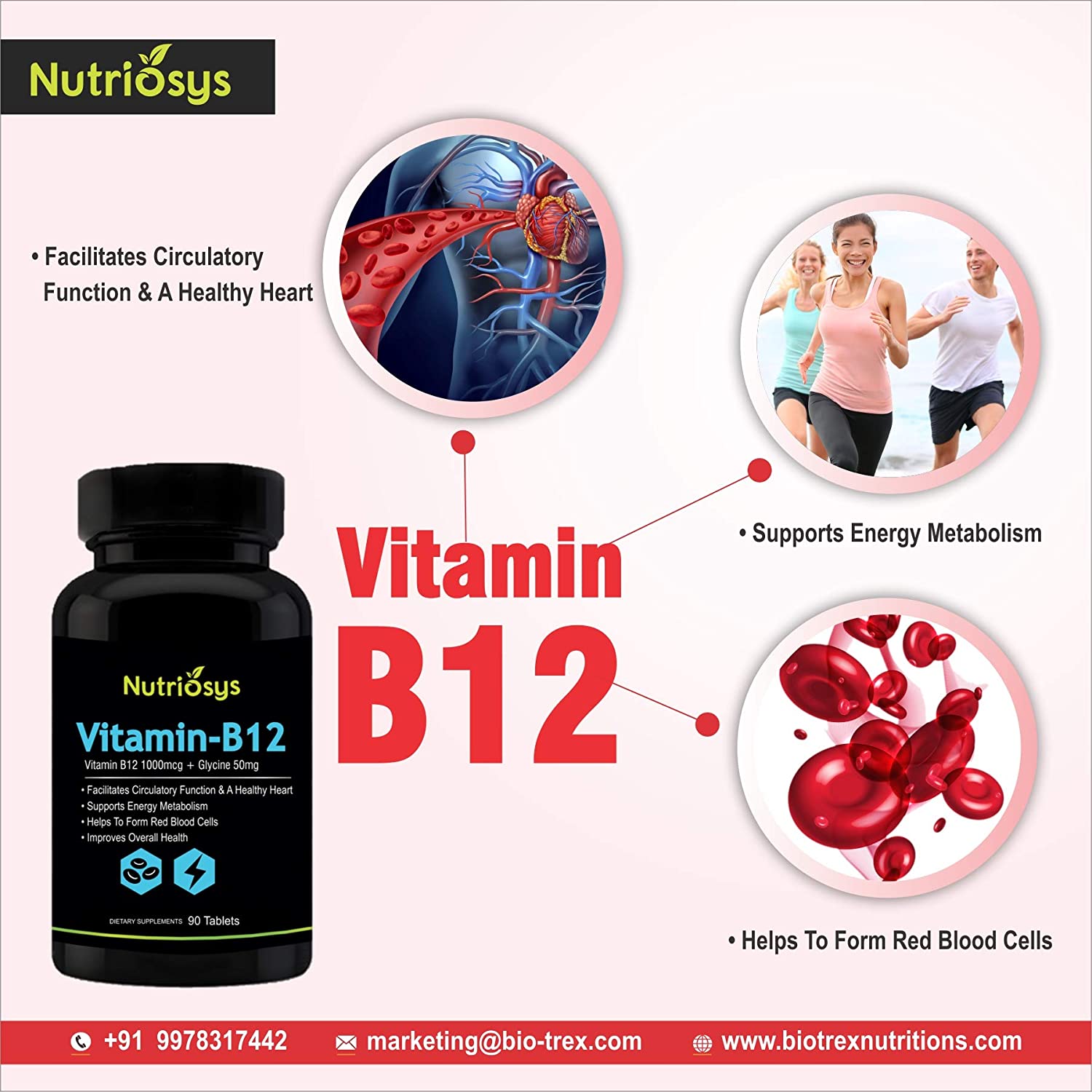 Nutriosys Vitamin B12 1000mcg - 90 tabs - Swadesii